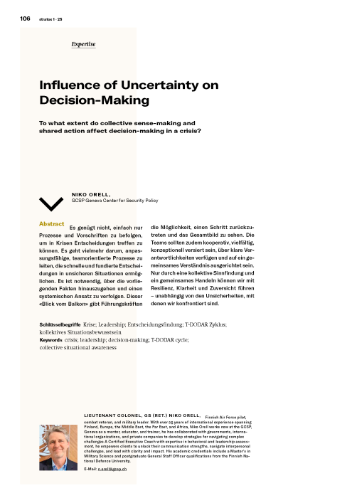 External Publication | Influence of Uncertainty on Decision-Making